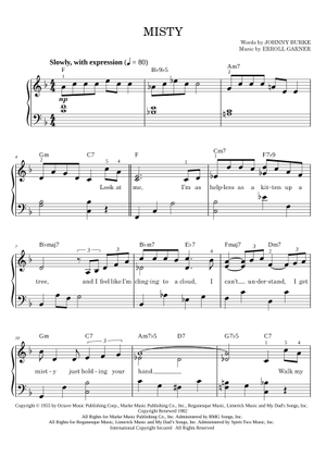 Misty – Erroll Garner/Johnny Burke Sheet Music with Chords for Guitar ...