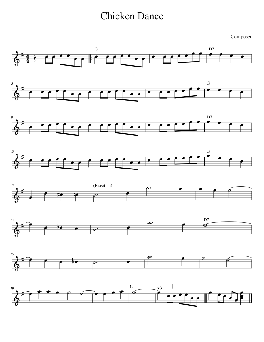 Chicken dance – Polka The Chicken Dance Sheet Music for Piano (Solo ...