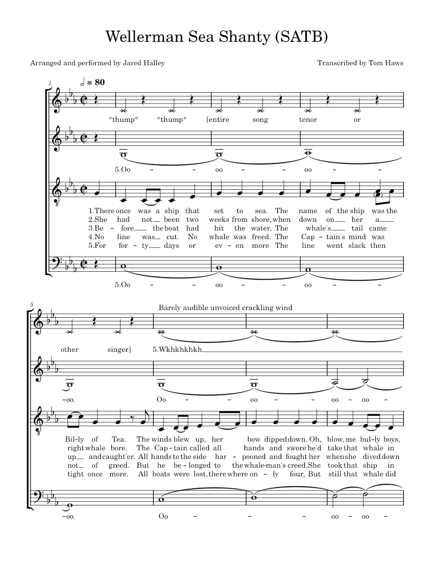 Wellerman Sea Shanty Sheet music for Soprano, Alto, Tenor, Bass voice ...
