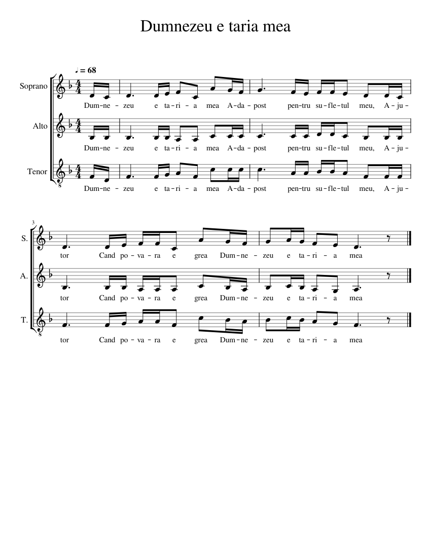 Dumnezeu_e_taria_mea Sheet music for Soprano, Alto, Tenor (Choral) | Musescore.com