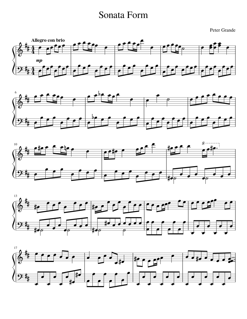 Sonata Form Exposition in D Sheet Music for Piano (Solo) | MuseScore.com