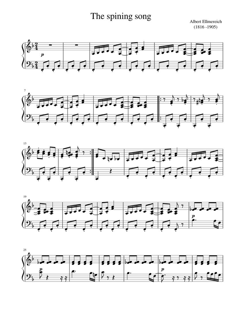 The spining song Sheet music for Piano (Solo) Easy | Musescore.com