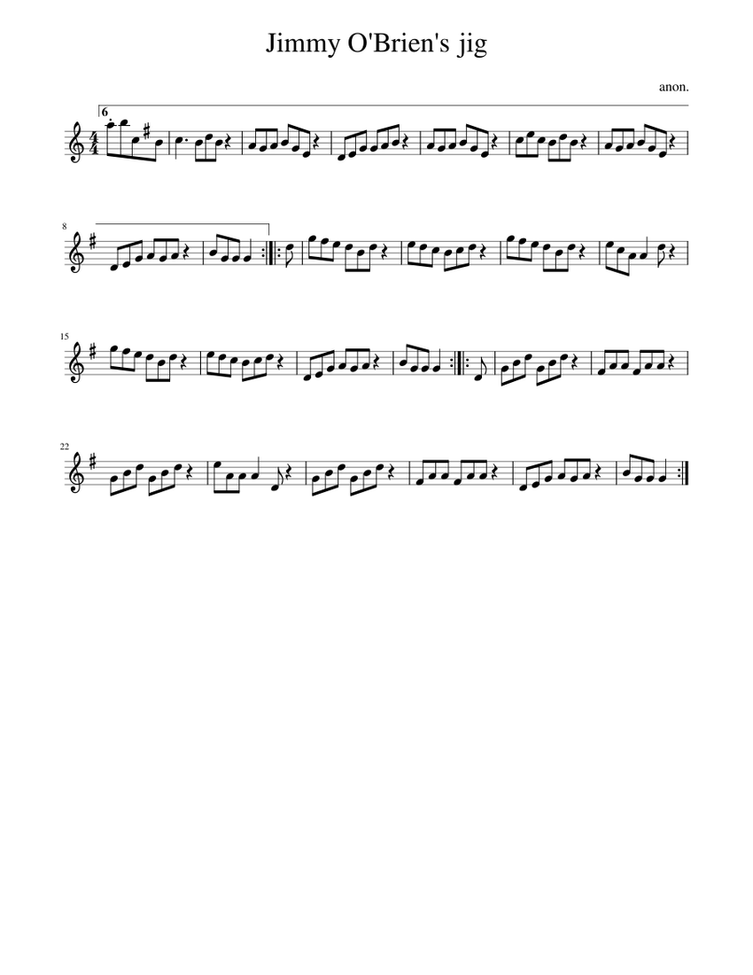 Jimmy O'Brien's jig Sheet music for Piano (Solo) Easy | Musescore.com