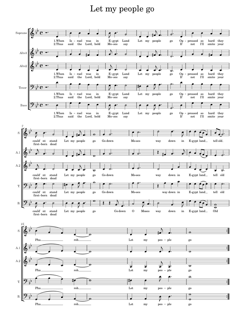 Let my people go – Misc Traditional Sheet Music for Soprano, Alto ...