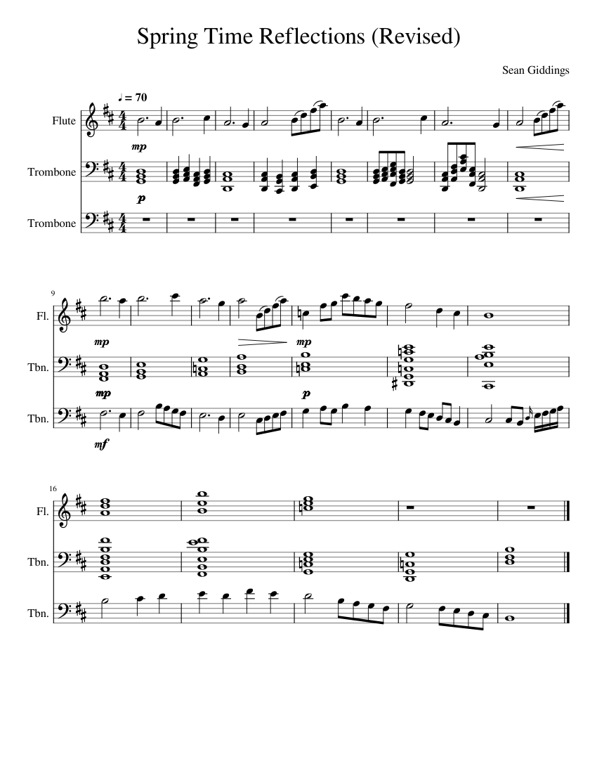 Spring Time Reflections Revised Sheet music for Trombone, Flute (Mixed ...