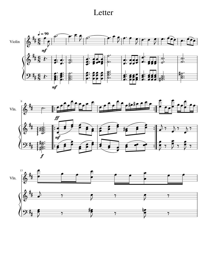 Letter Sheet music for Piano, Violin (Solo) | Musescore.com