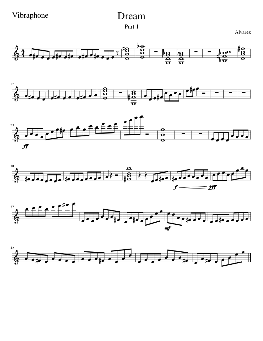 Dream (Vibraphone) Sheet music for Vibraphone (Indoor Percussion ...
