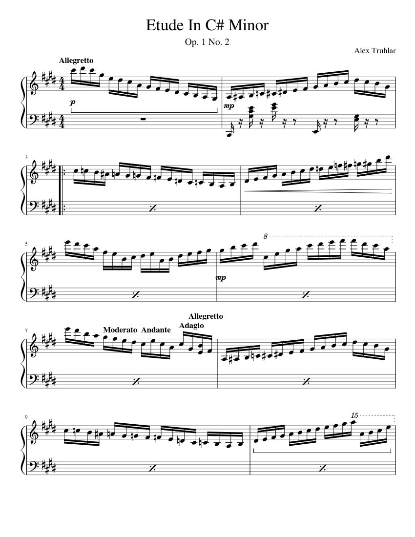 Etude In C# Minor -Alex Truhlar Sheet music for Piano (Solo ...