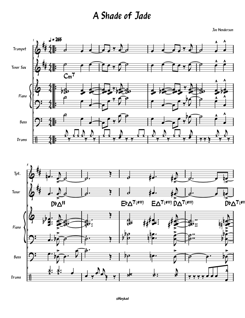 A Shade of Jade Demo - Joe Henderson Sheet music for Piano, Saxophone ...