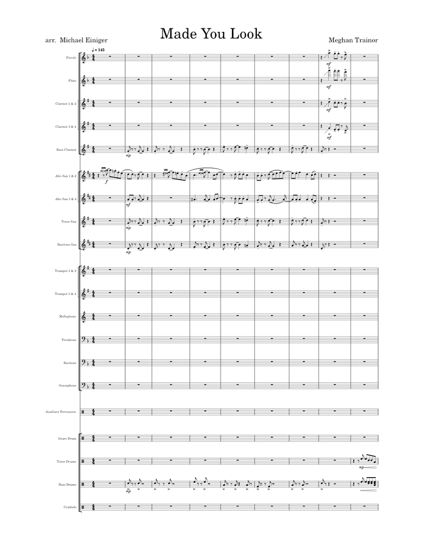 Made You Look - Meghan Trainor Sheet music for Trombone, Flute piccolo ...
