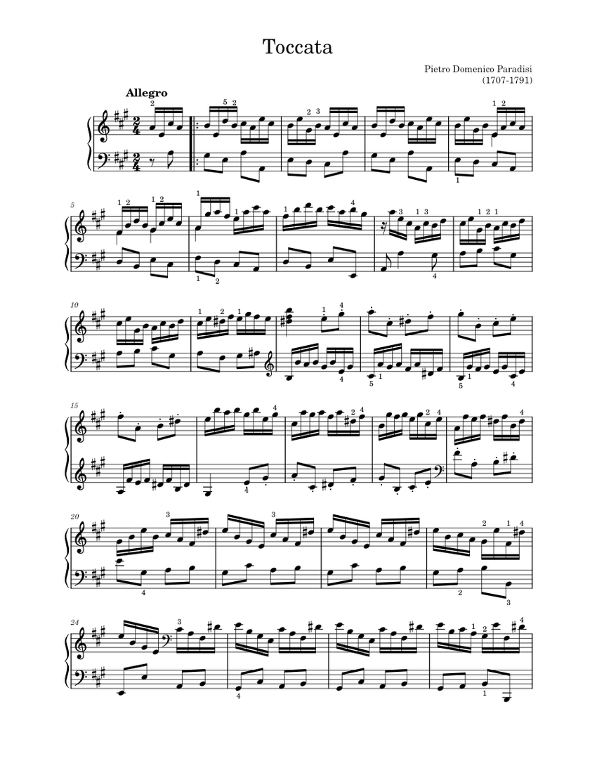 Toccata - Pietro Domenico Paradisi Sheet Music for Piano (Solo ...