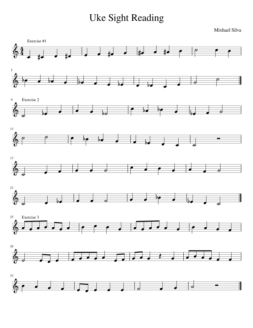 Uke Sight Reading 2 Sheet Music for Ukulele (Solo) | MuseScore.com