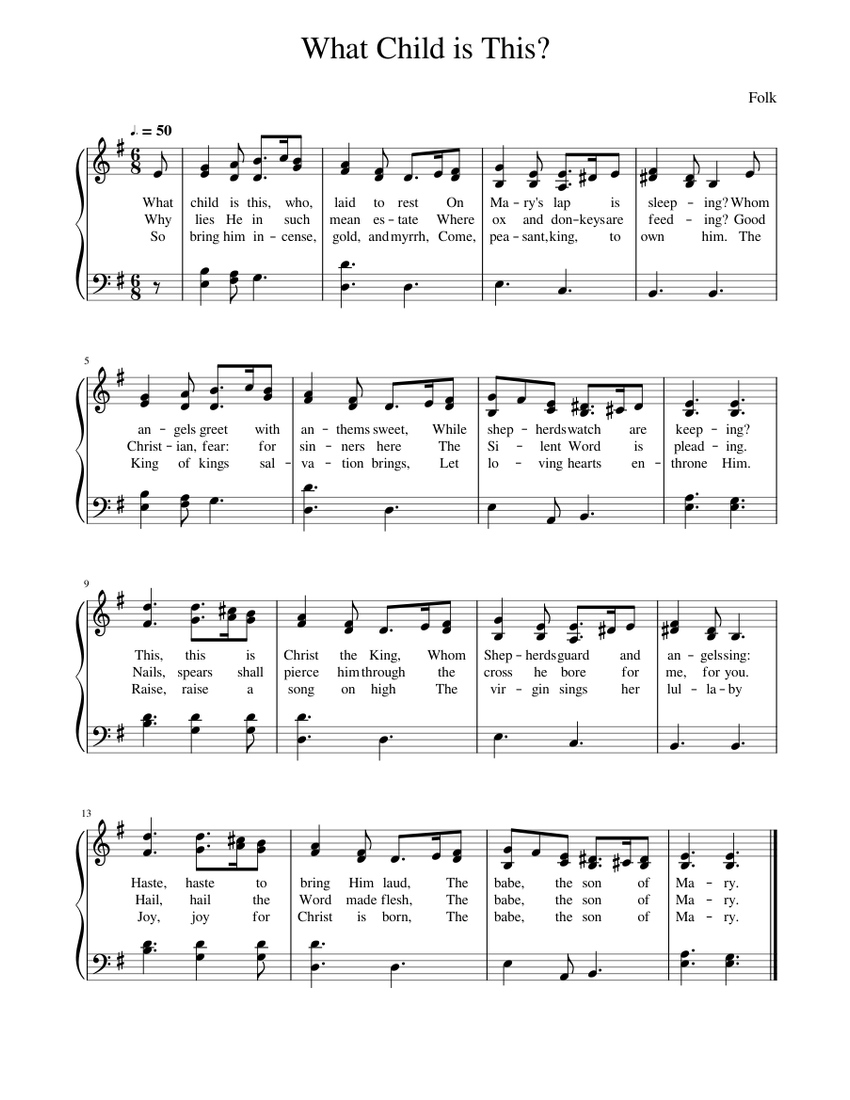 What Child Is This by William Chatterton Dix Sheet music for Piano ...