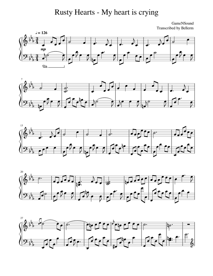 My heart is crying Sheet Music for Piano (Solo) | MuseScore.com