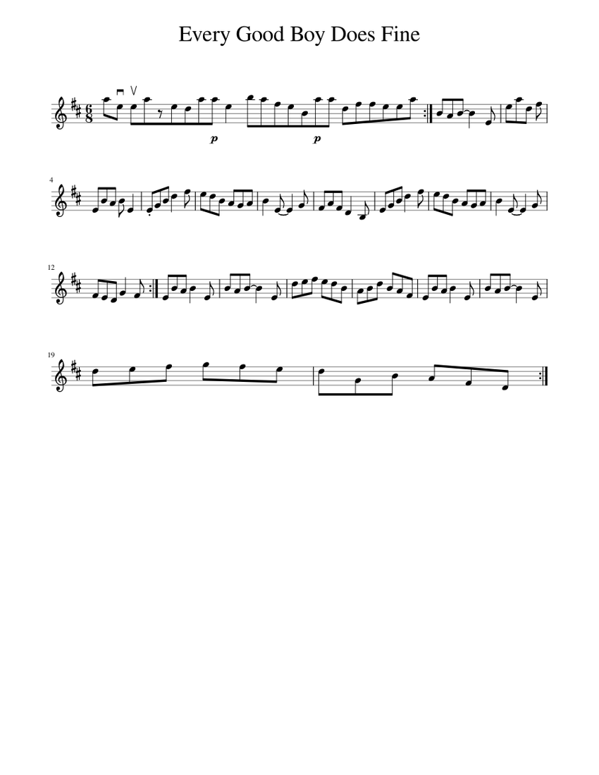 Every Good Boy Does Fine Sheet Music for Piano (Solo) easy | MuseScore.com