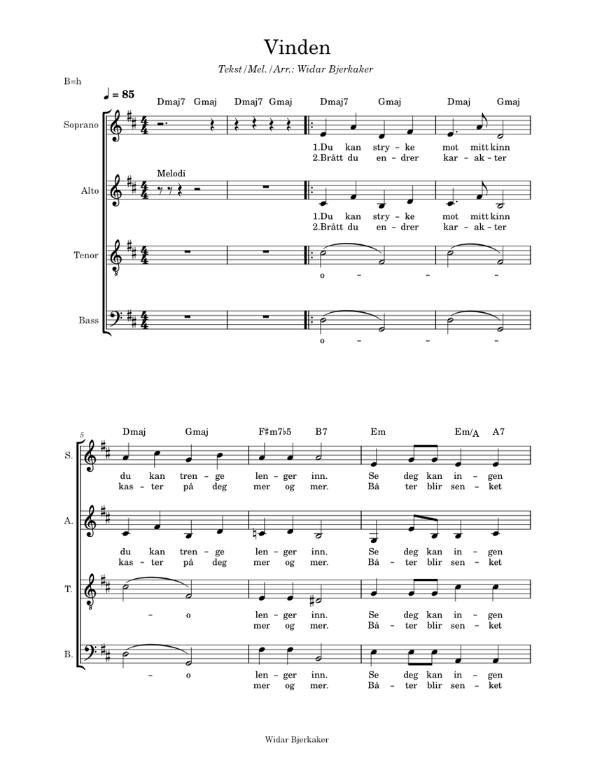 Vinden Sheet music for Soprano, Alto, Tenor, Bass voice (Choral ...