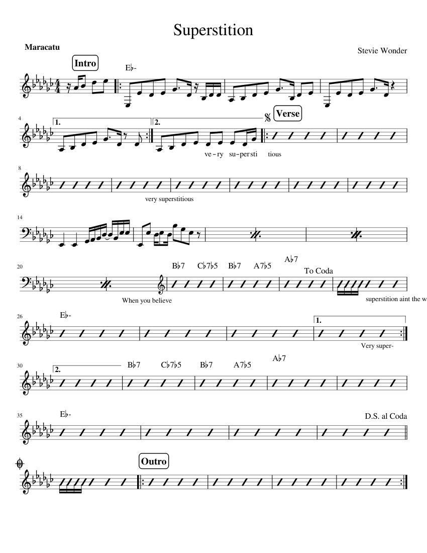 Superstition - stevie wonder Sheet Music with Chords for Piano (Solo ...