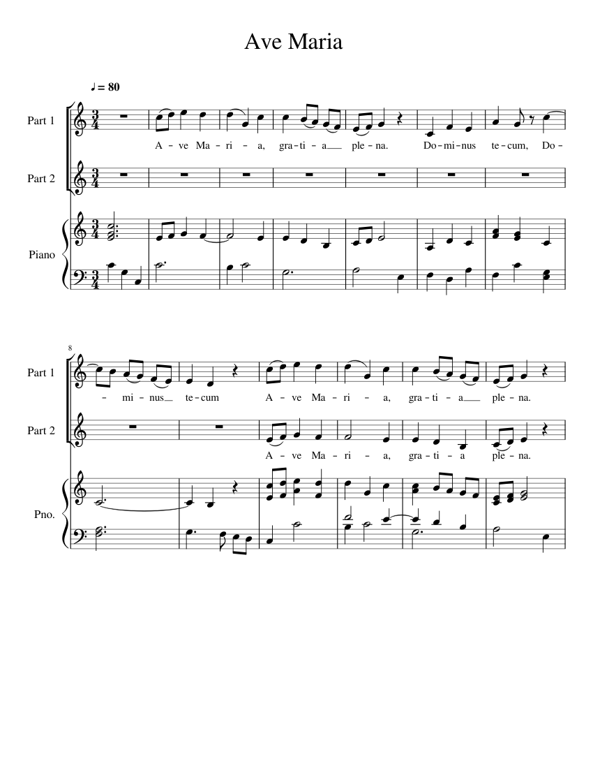 Ave Maria Piano Sheet music for Piano (Mixed Trio) | Musescore.com