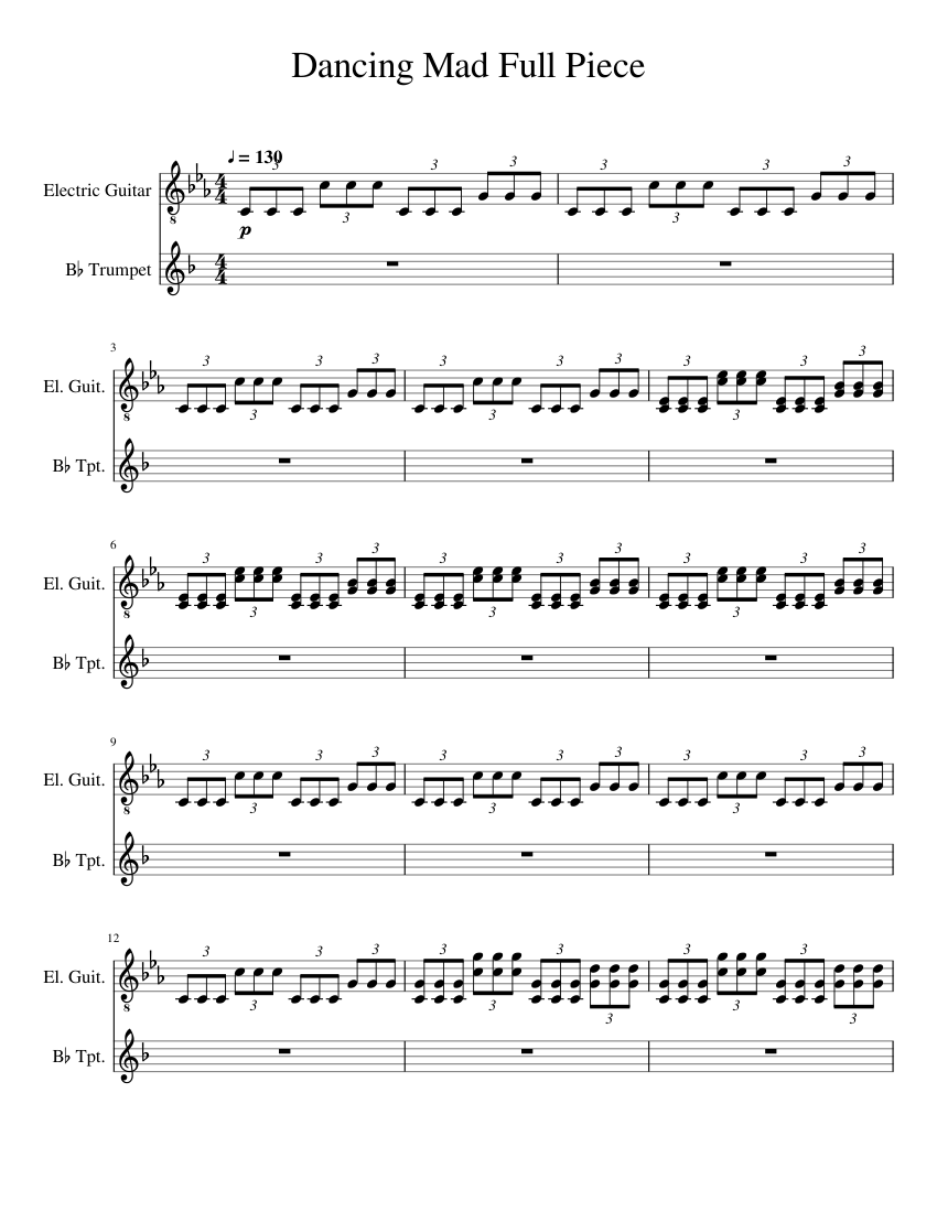 Dancing Mad Full Piece Guitar Part Sheet music for Trumpet in b-flat ...