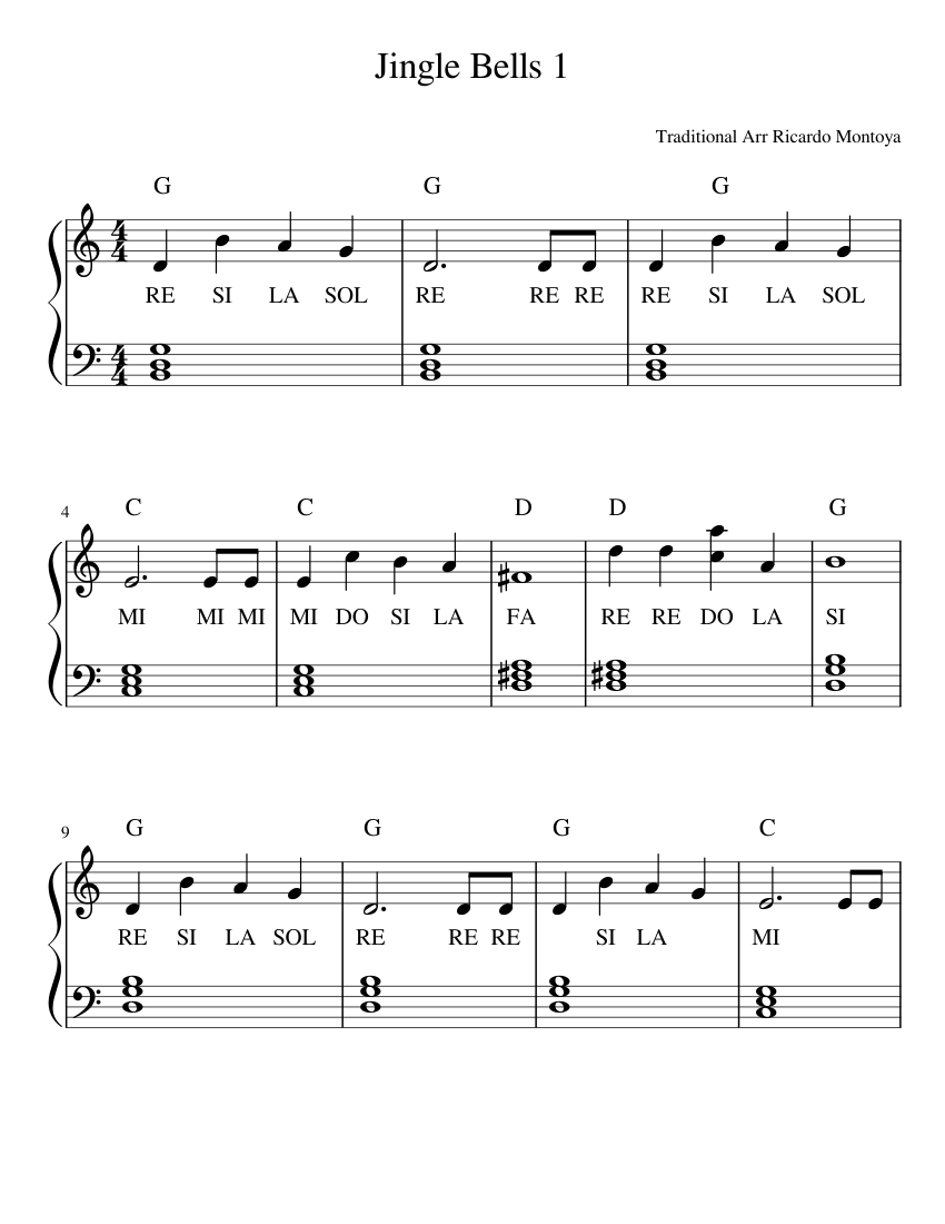 Jingle Bells 1 Sheet music for Piano (Solo) Easy | Musescore.com