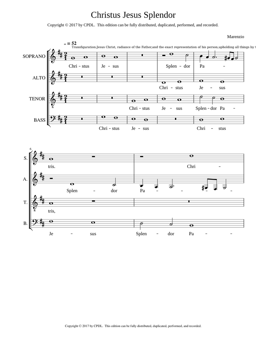 Christus Jesus splendor - Luca Marenzio Sheet music for Bass guitar ...