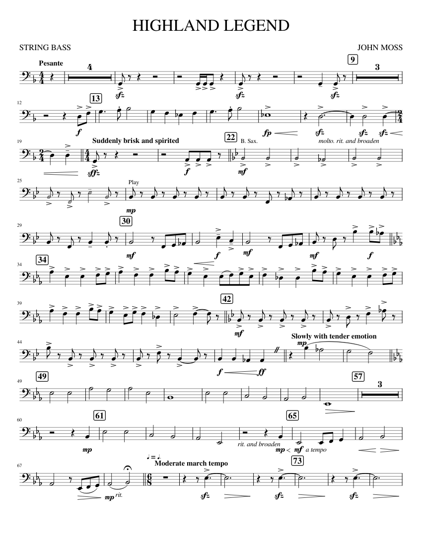 HIGHLAND LEGEND Sheet Music for Contrabass (Solo) | MuseScore.com
