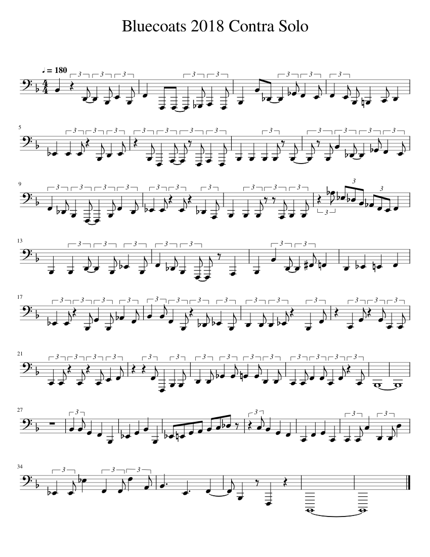 Bluecoats 2018 Contra Solo Sheet Music for Piano (Solo) Easy ...