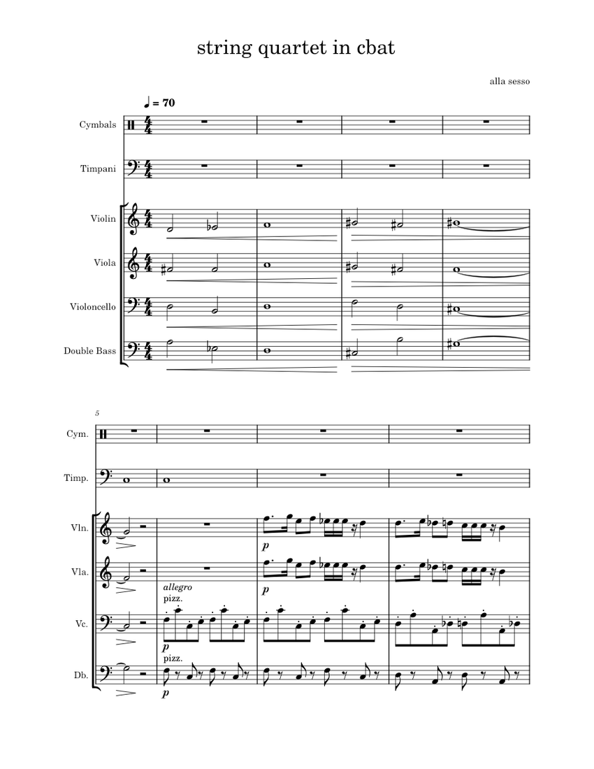 Cbat – Hudson Mohawke String Quartet Sheet music for Contrabass ...