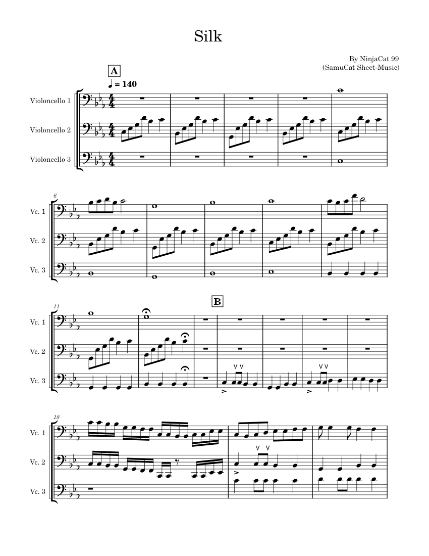 Silk - Single (By SamuCat) Sheet music for Cello (Solo) | Musescore.com