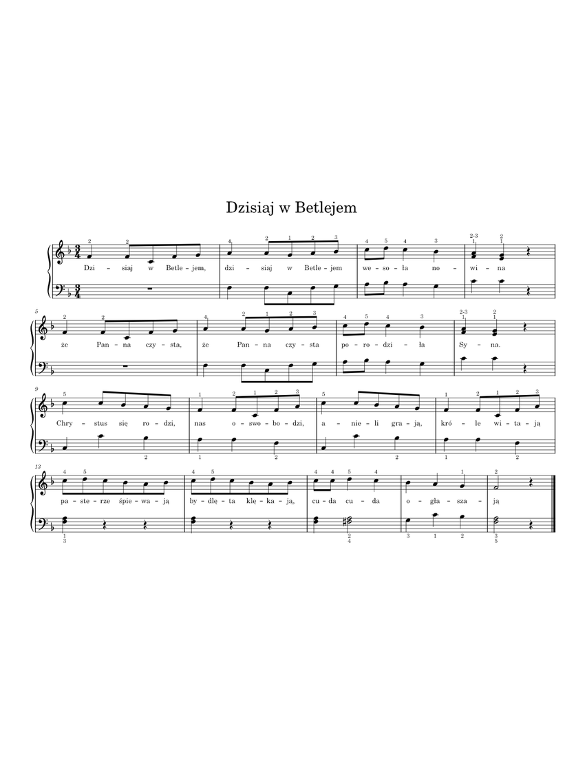 Dzisiaj w Betlejem – Anonymous Dzisiaj w Betlejem Sheet music for Piano (Solo) Easy | Musescore.com