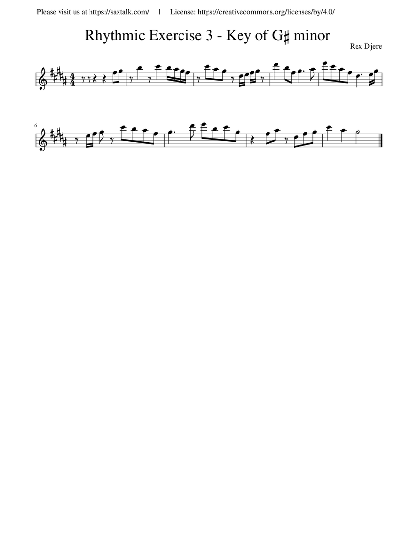 rhythmic exercise 00000003 06 G-sharp minor Sheet music for Saxophone ...