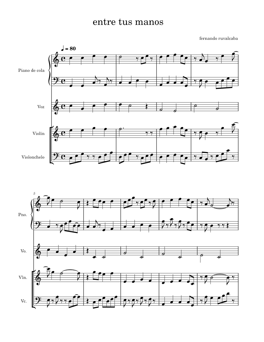 Entre tus manos – ferclari entre_tus_manos Sheet music for Piano ...