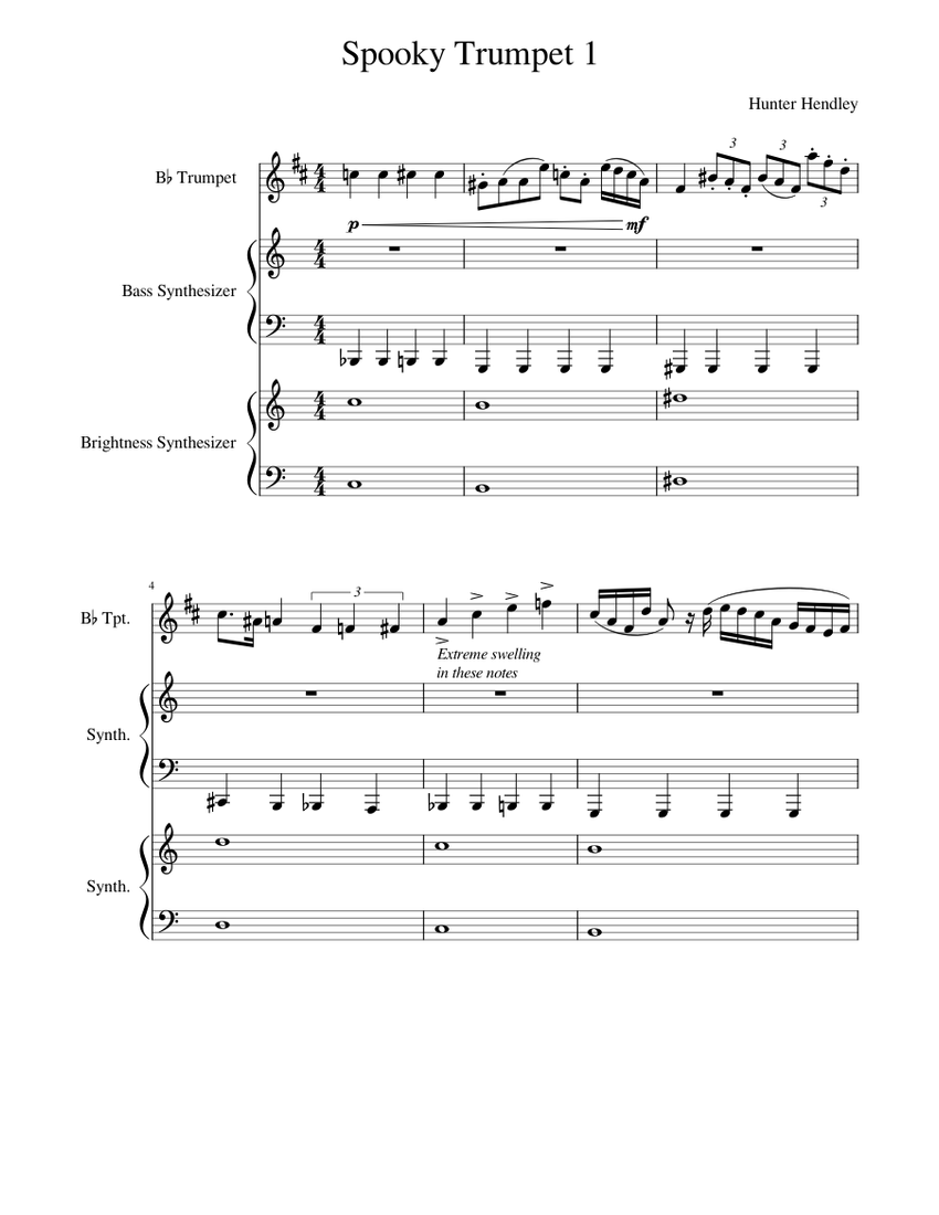 Spooky Trumpet Sheet music for Trumpet in b-flat, Bass guitar ...