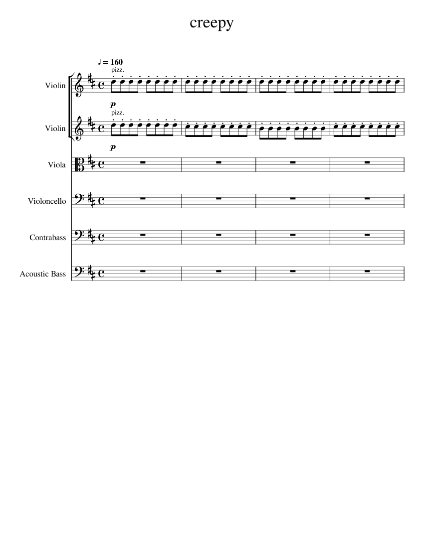Halloween String Quartet Sheet Music for Contrabass, Violin, Viola ...