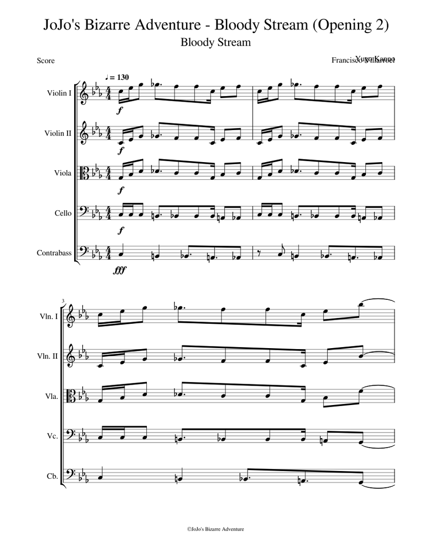 JoJo's Bizarre Adventure - Bloody Stream (Opening 2) Sheet music for ...