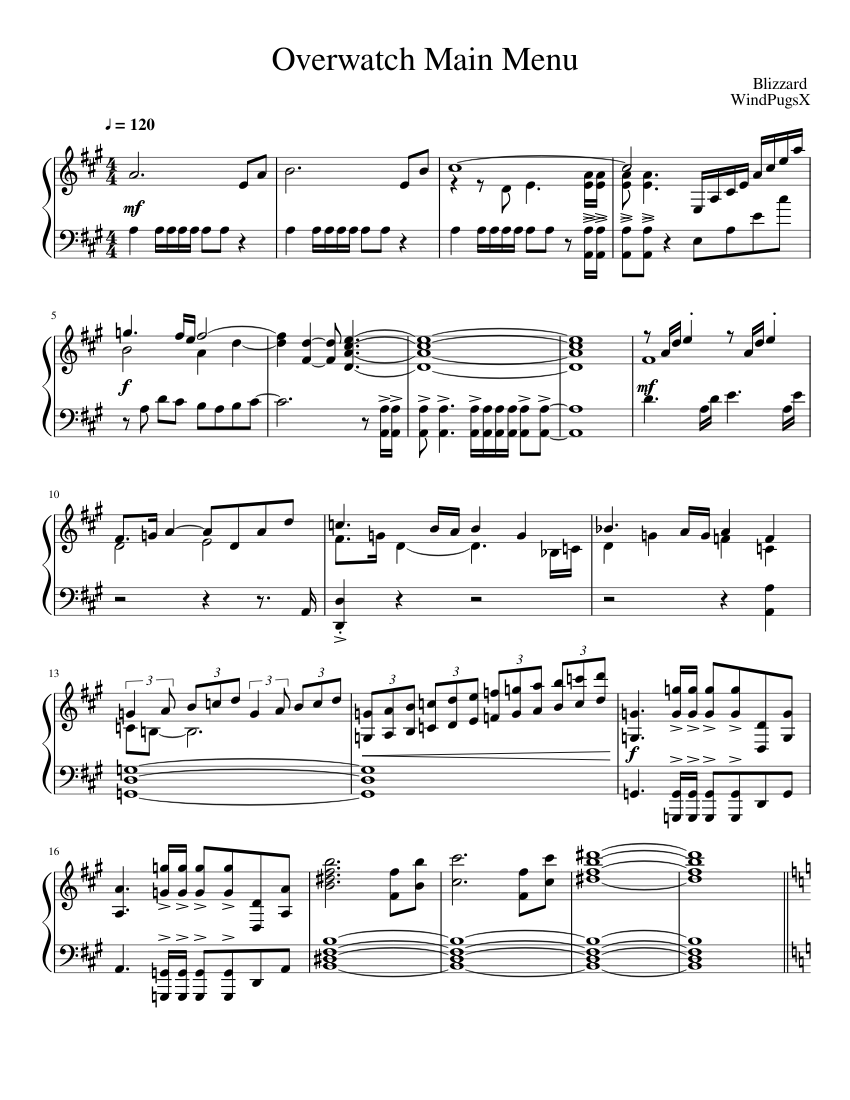 Overwatch Main Menu & Victory Theme Sheet Music for Piano (Solo) | MuseScore.com