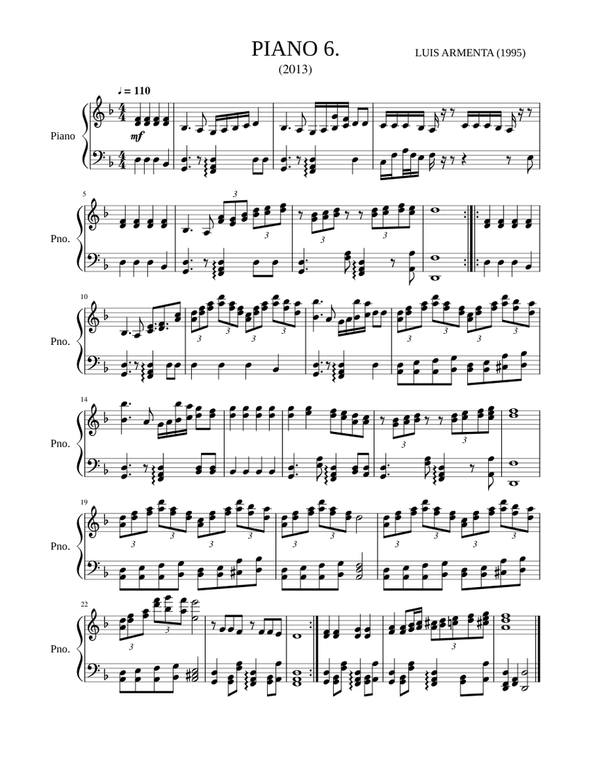 PIANO 6 Sheet music for Piano (Solo) | Musescore.com