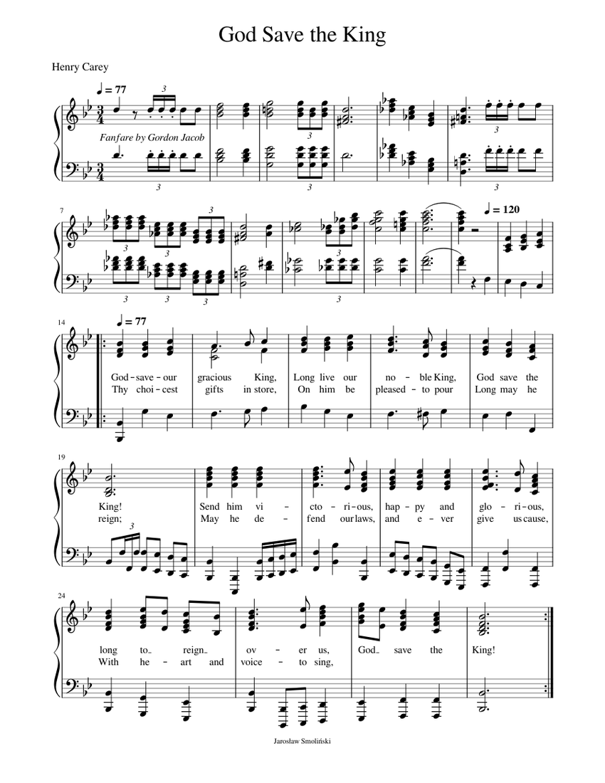 God Save the King Sheet Music for Piano (Solo) | MuseScore.com