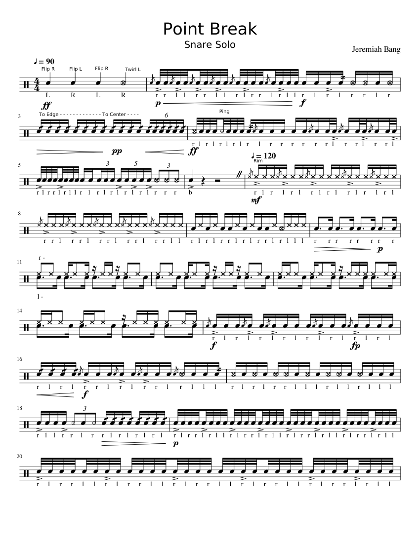 Point Break: Snare Solo Sheet Music for Snare drum (Solo) | MuseScore.com