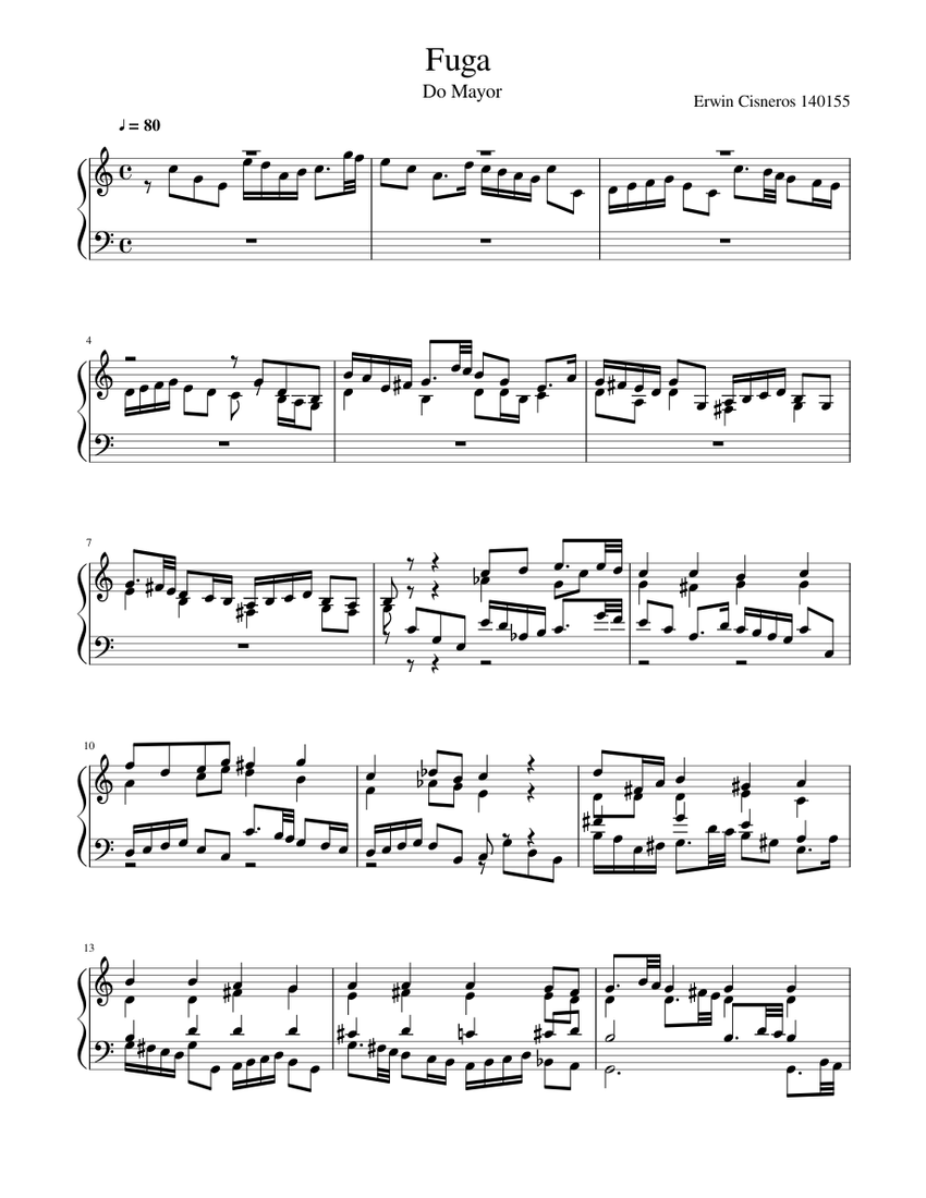 Fuga Sheet music for Piano (Solo) | Musescore.com