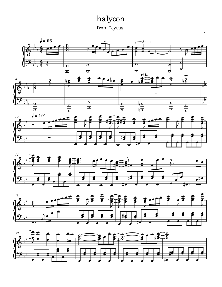 Halcyon – Xi halycon Sheet music for Piano (Solo) | Musescore.com