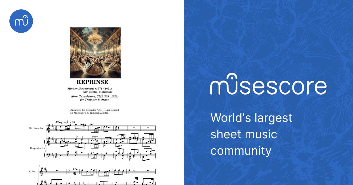TMA 309 Praetorius M, REPRINSE Courante, Recorder A+Hch Sheet Music for ...