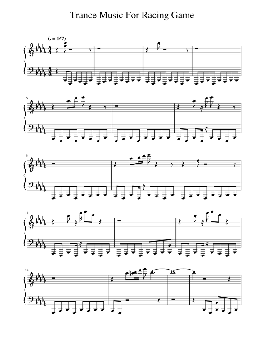 Trance Music For Racing Game (Dream Minecraft Music) Sheet Music for ...