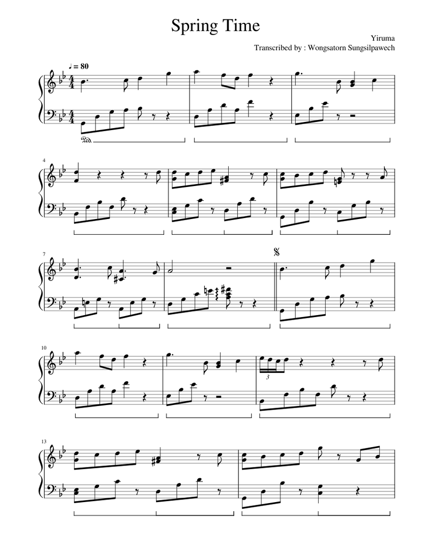Spring Time Sheet Music for Piano (Solo) | MuseScore.com