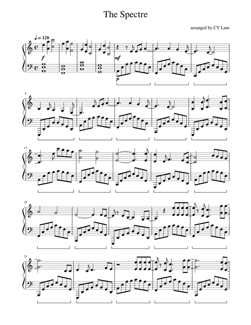 The Spectre (easy version) Sheet Music for Piano (Solo) | MuseScore.com
