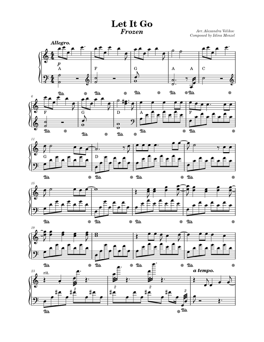 Let it go – Idina Menzel NP* Let It Go Sheet music for Piano (Solo ...