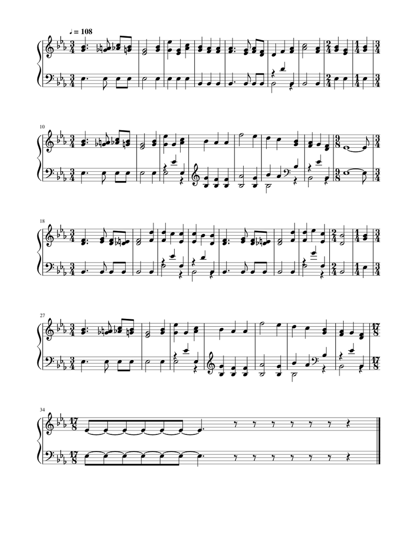 List the Sabbath bells, so merrily ringing Sheet Music for Piano (Solo ...