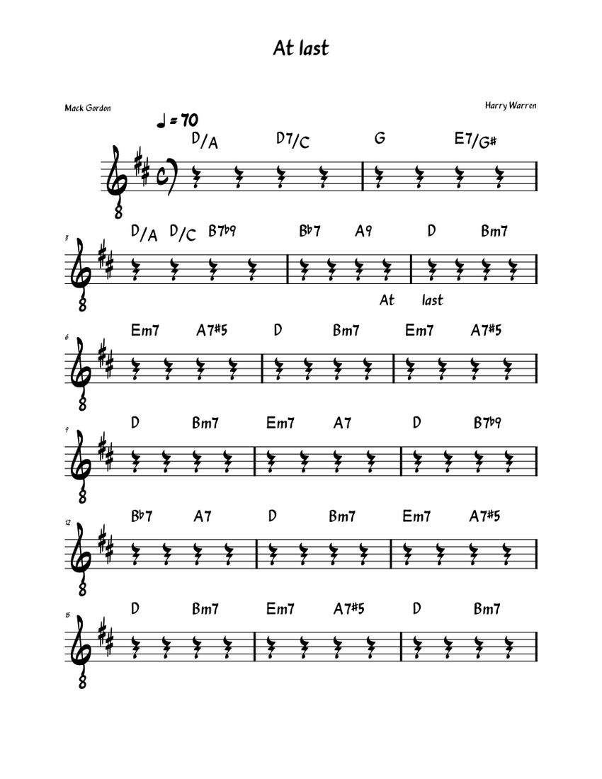 At last Sheet Music with Chords for Guitar (Solo) | MuseScore.com