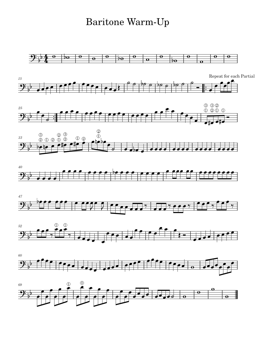 Baritone Warm-Up Sheet music for Trombone (Solo) | Musescore.com