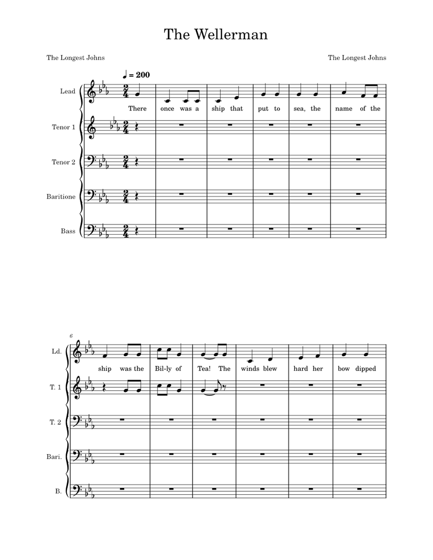 Wellerman – The Longest Johns The Wellerman Sheet music for Piano (A ...